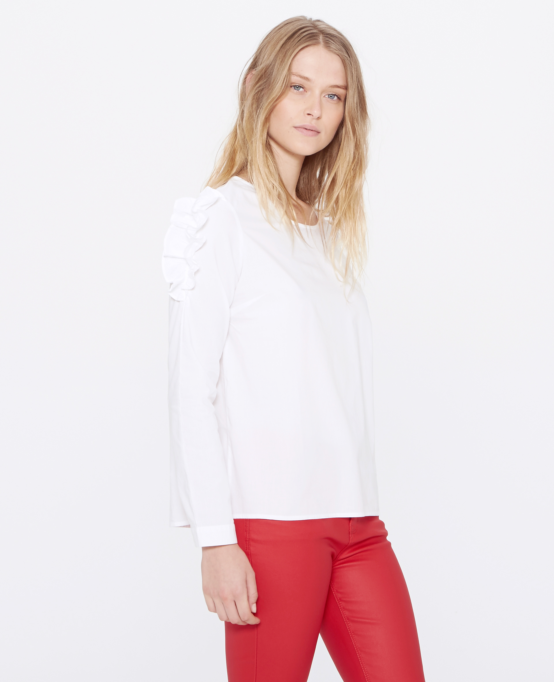 Blouse met ruches wit - 561594905A09 | Pimkie