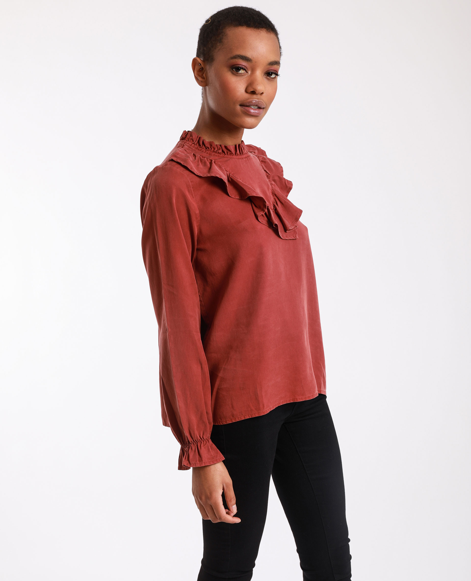 Blouse met ruches terracotta - 562004D13A07 | Pimkie Blouse met ruches terracotta - 562004D13A07 | Pimkie