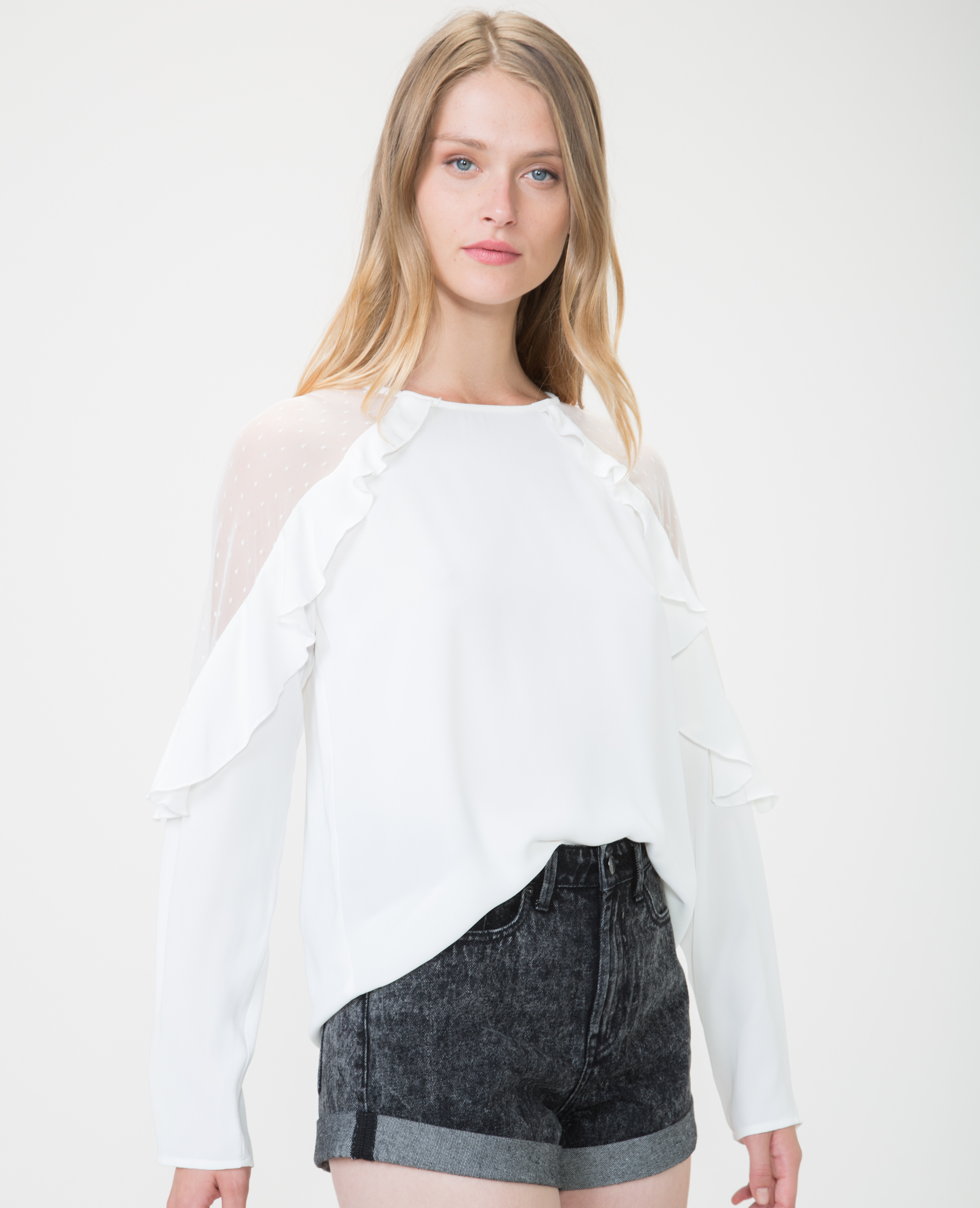 Blouse met ruches wit - 561510905A09 | Pimkie