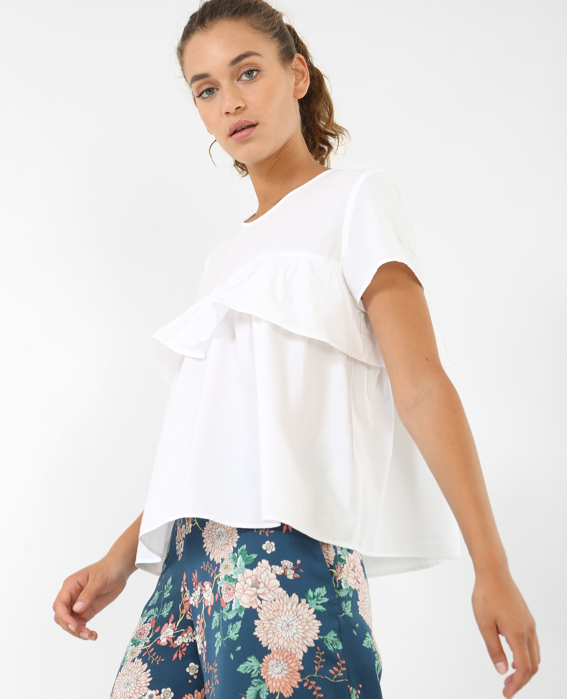 Blouse met ruches wit - 561492905A09 | Pimkie